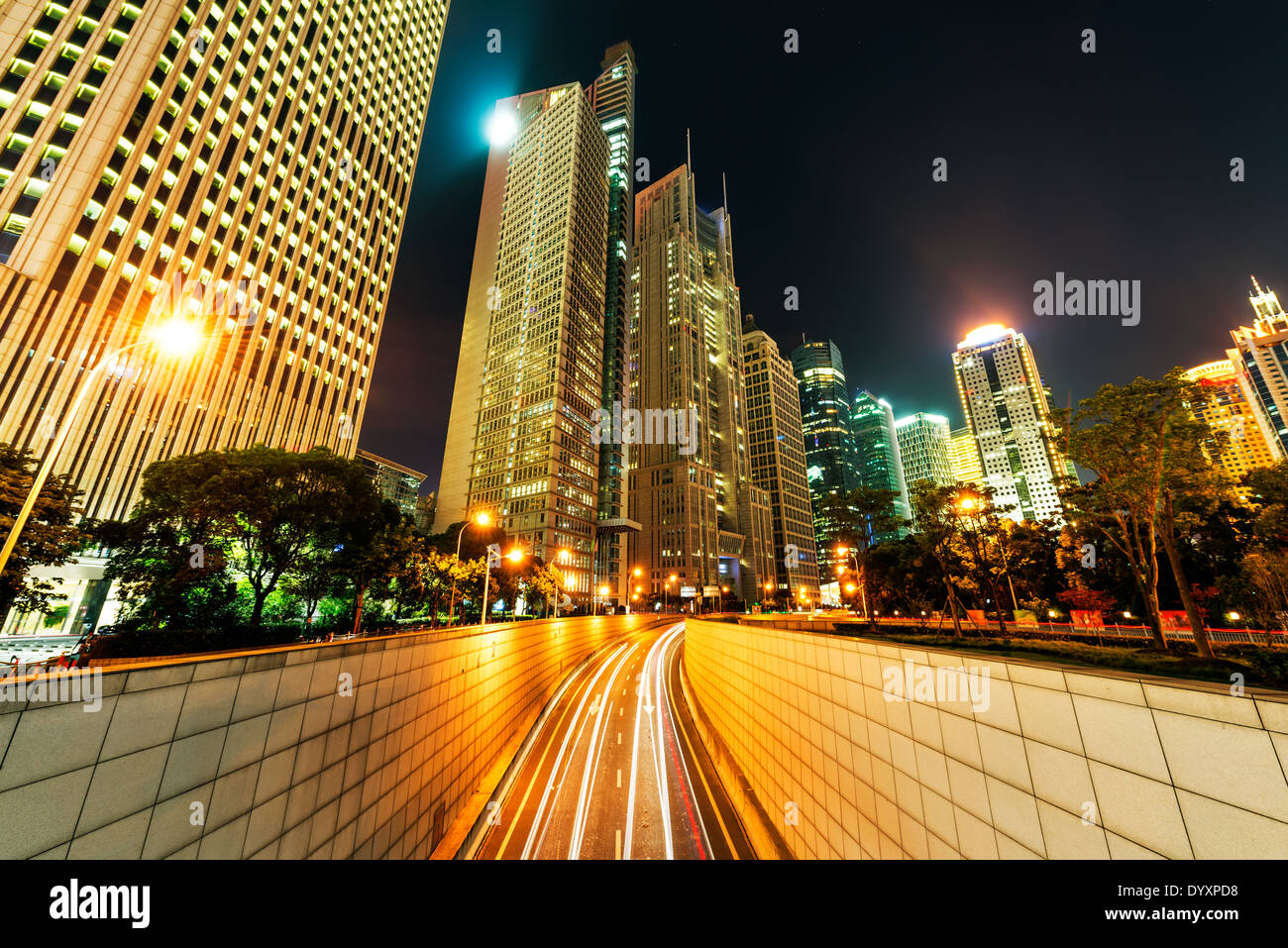 Urban city at night with traffic and night skyline Stock Photo - Alamy