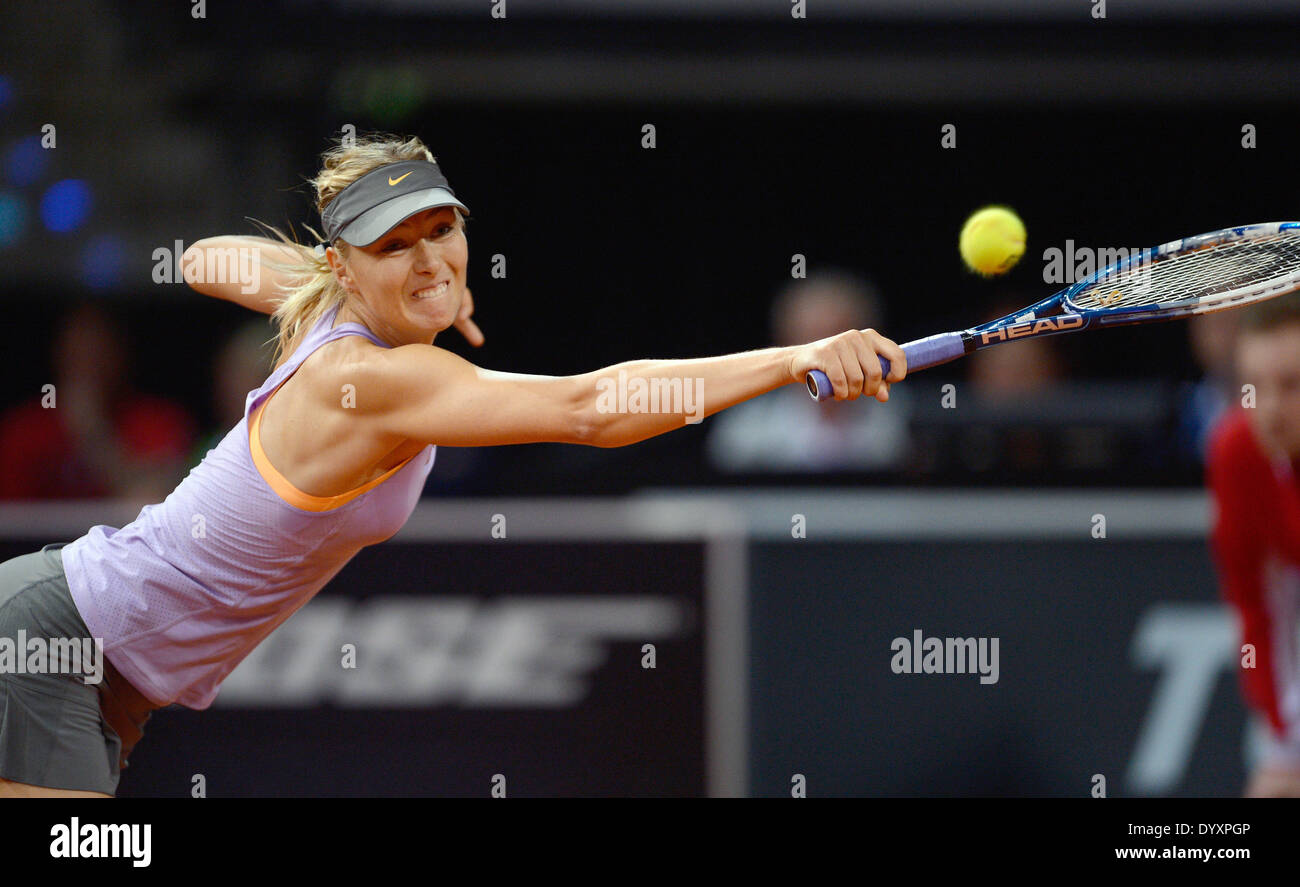 Maria sharapova in action during the final against ana ivanovic hi-res ...