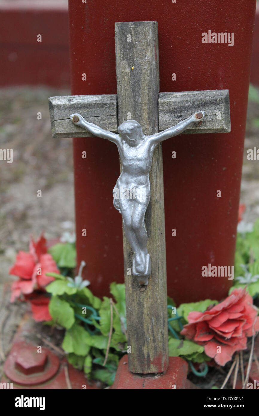 Jesus on cross wooden hi-res stock photography and images - Alamy