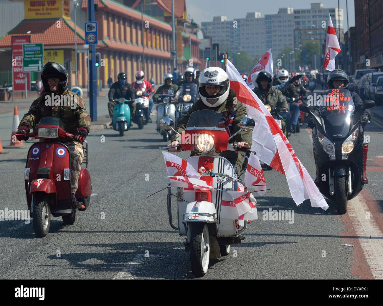 A cavalcade of motorcyclists and scooterists lead the St George's Day ...