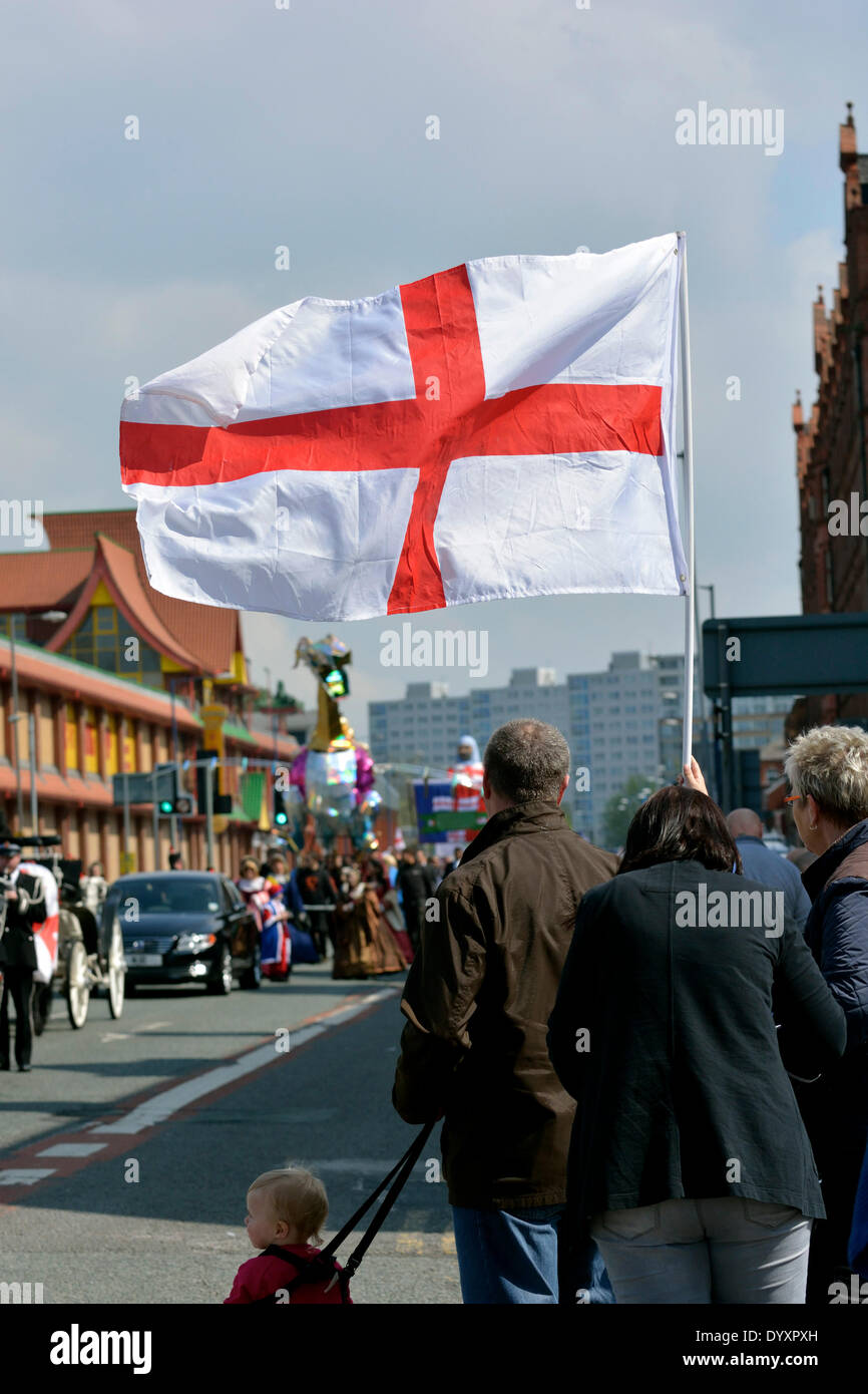 The St George's Day Parade passes along Oldham Road on its way through ...