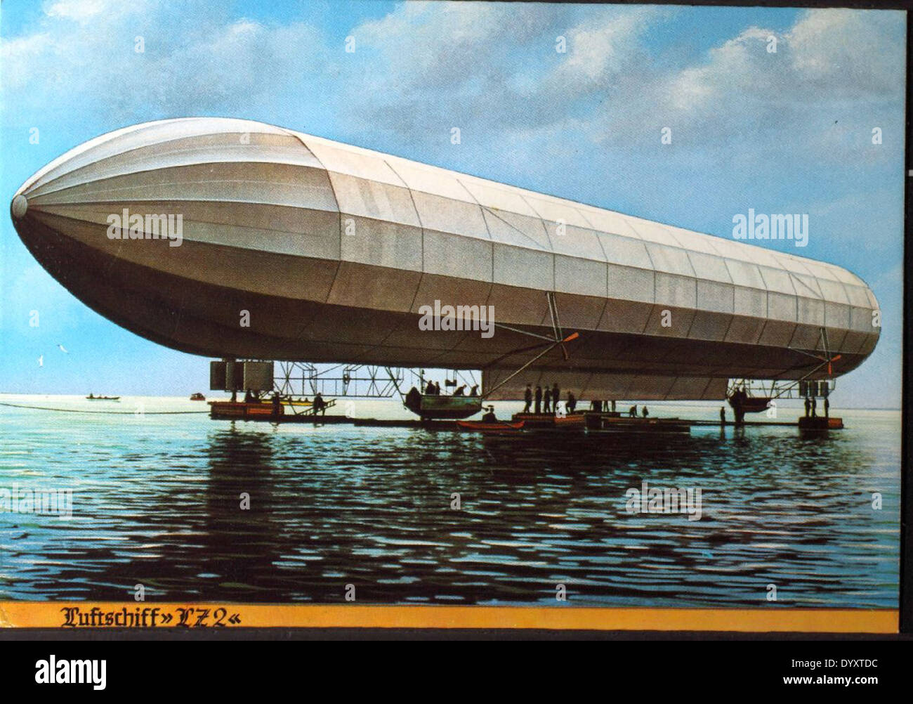 This color postcard features the Luftschiff LZ-2, a German airship ...