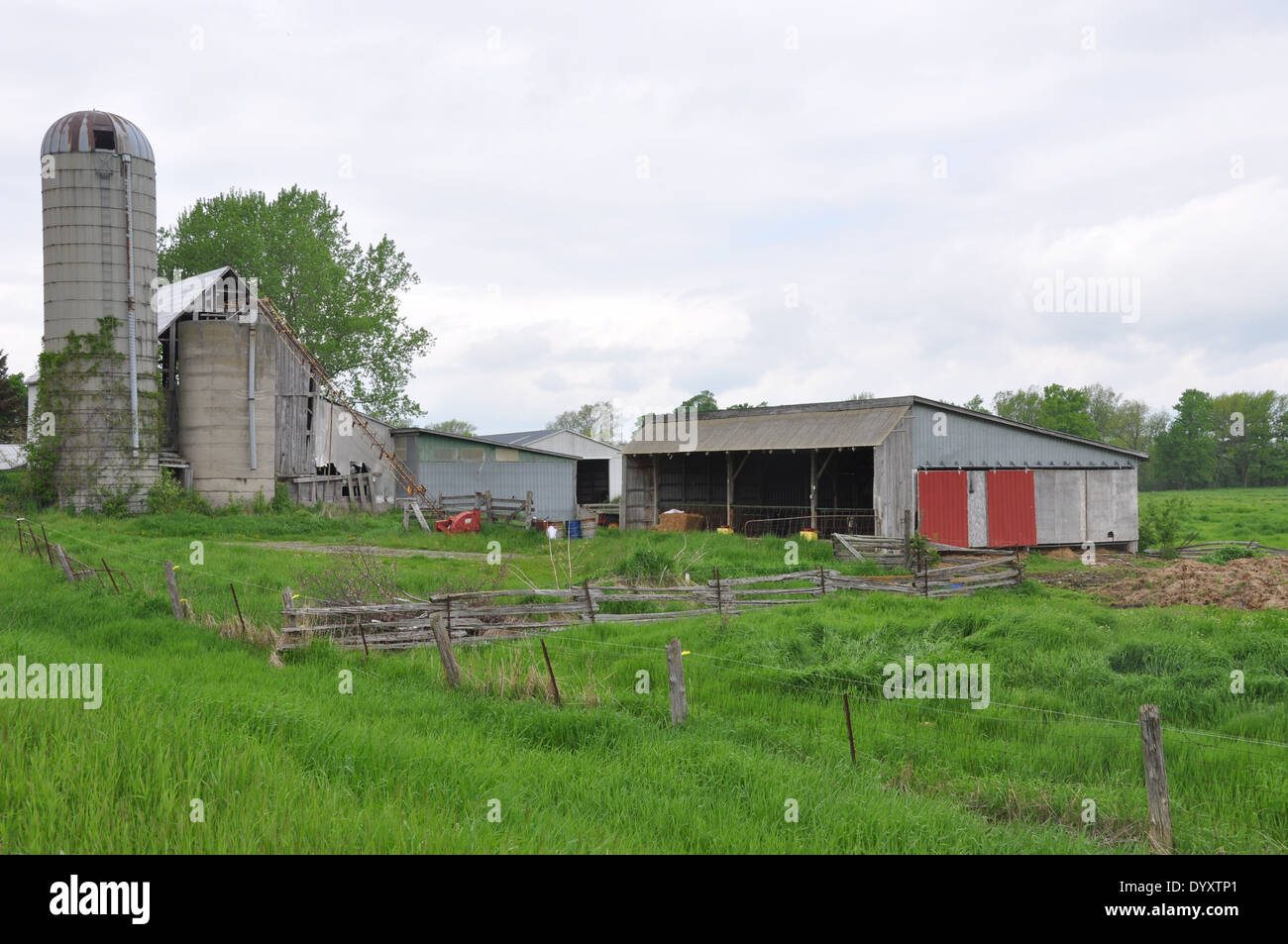 Silo and farm buildings in rural Ontario, Canada Stock Photo - Alamy