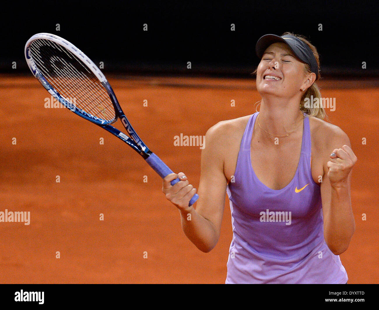 Stuttgart, Germany. 27th Apr, 2014. Maria Sharapova of Russia cheers ...