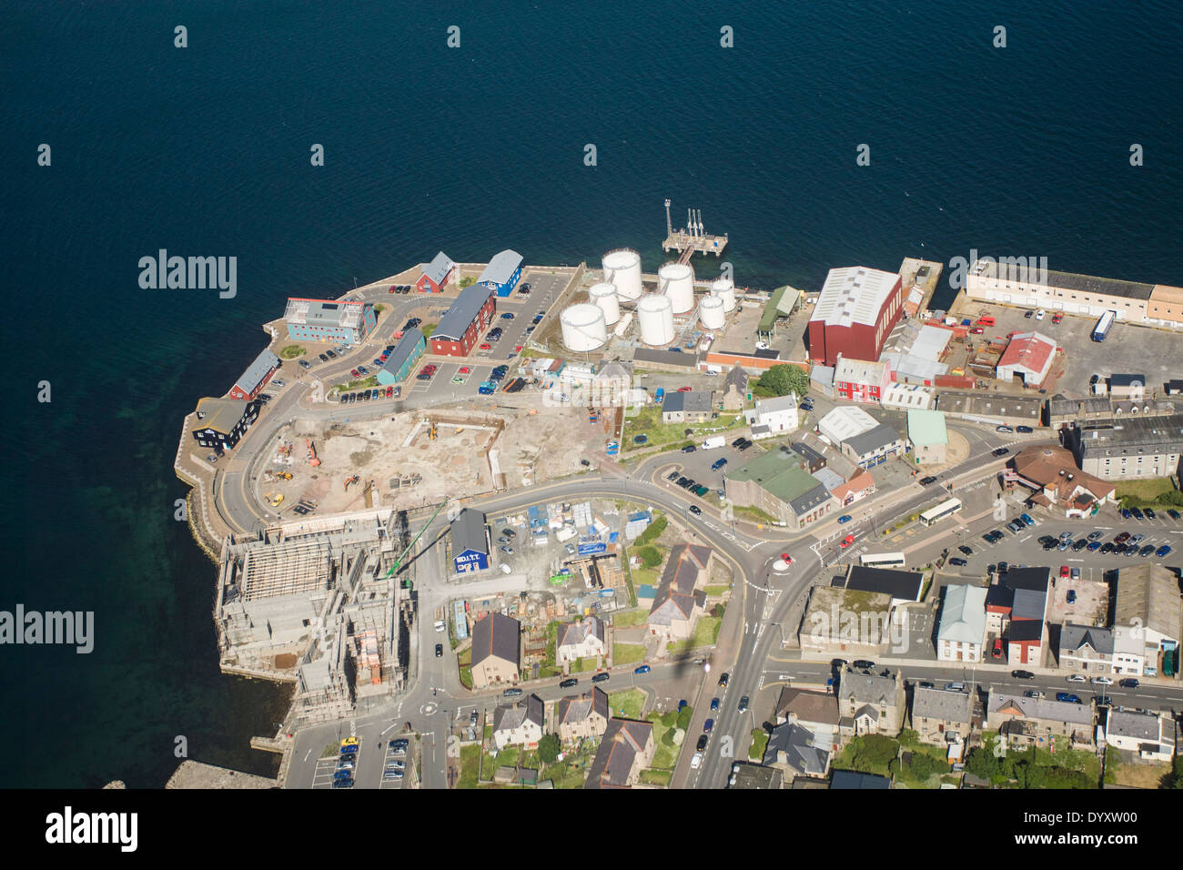 Aerial view of industrial buildings at Mitchell's Road, Lerwick ...