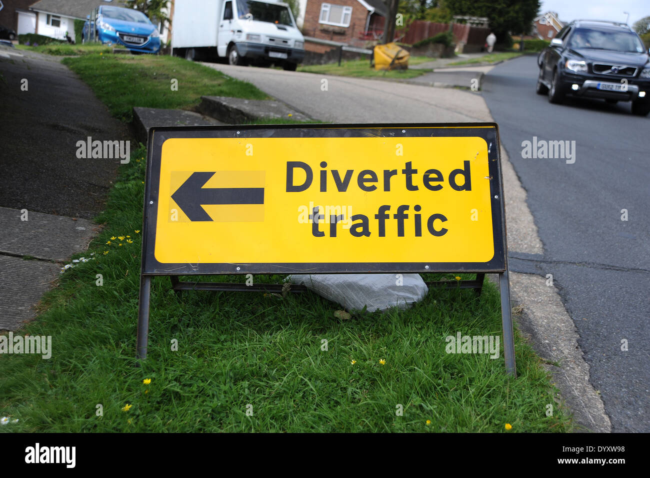 Diverted Traffic road sign UK Stock Photo - Alamy Diverted Traffic road sign UK Stock Photo - Alamy