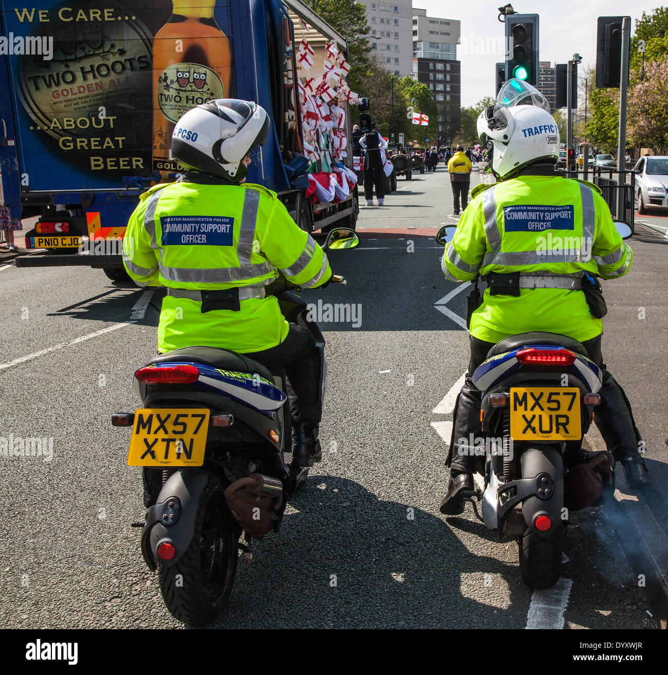 Manchester, UK 27th April, 2014. Community Traffic PCSO on Motorbikes ...