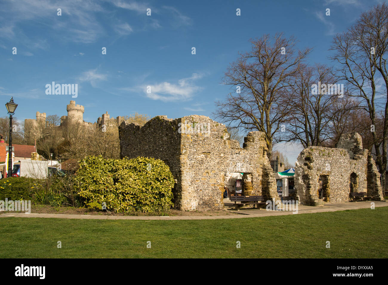 Blackfriars ruins next to the River Arun at Arundel West Sussex England ...