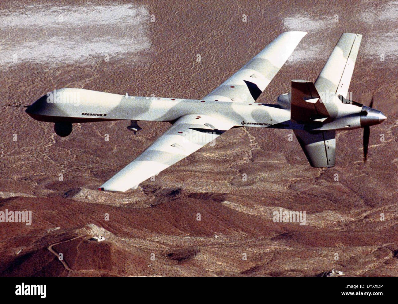 This image features the Predator B, an unmanned aerial vehicle (UAV ...