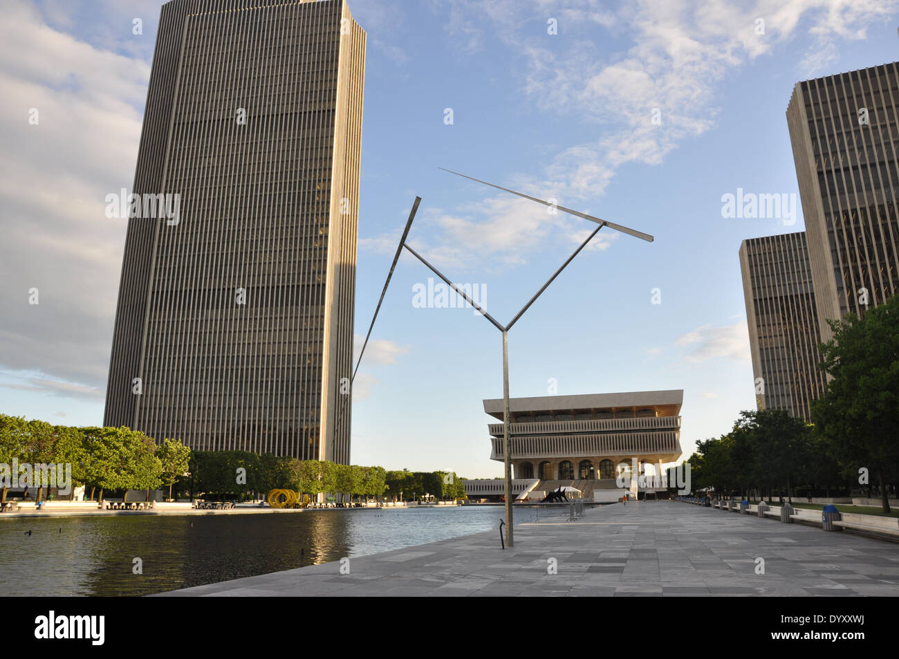Abstract sculpture beside the reflecting pool at the Empire State plaza ...