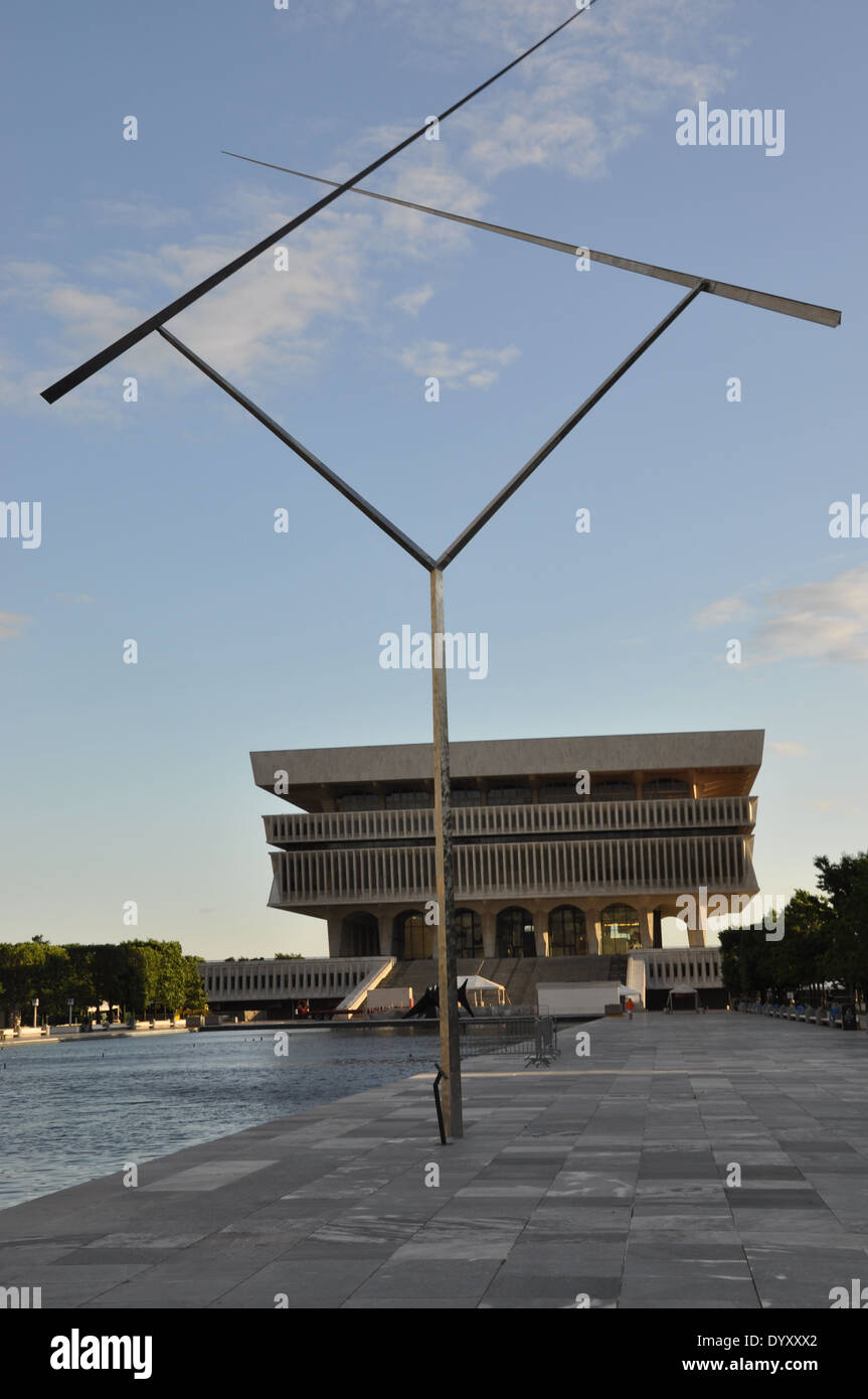 Abstract sculpture beside the reflecting pool and Cultural Education ...