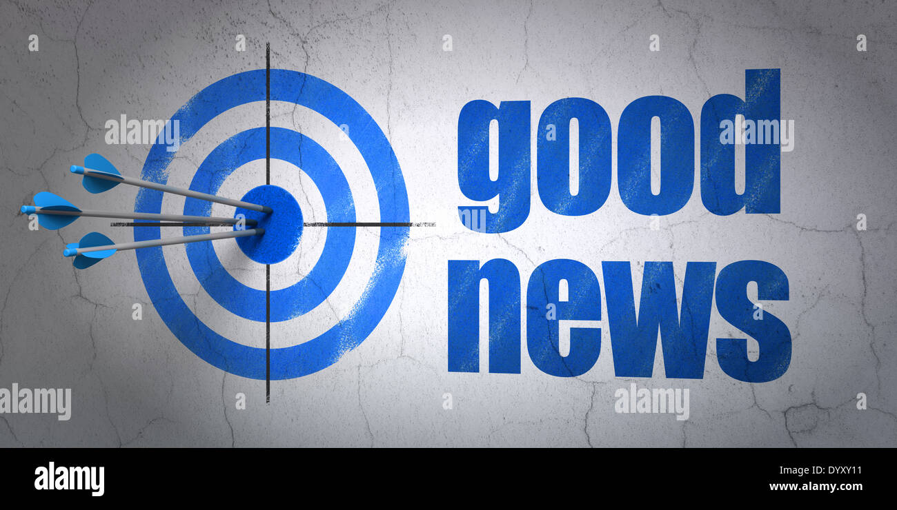 News concept: target and Good News on wall background Stock Photo - Alamy