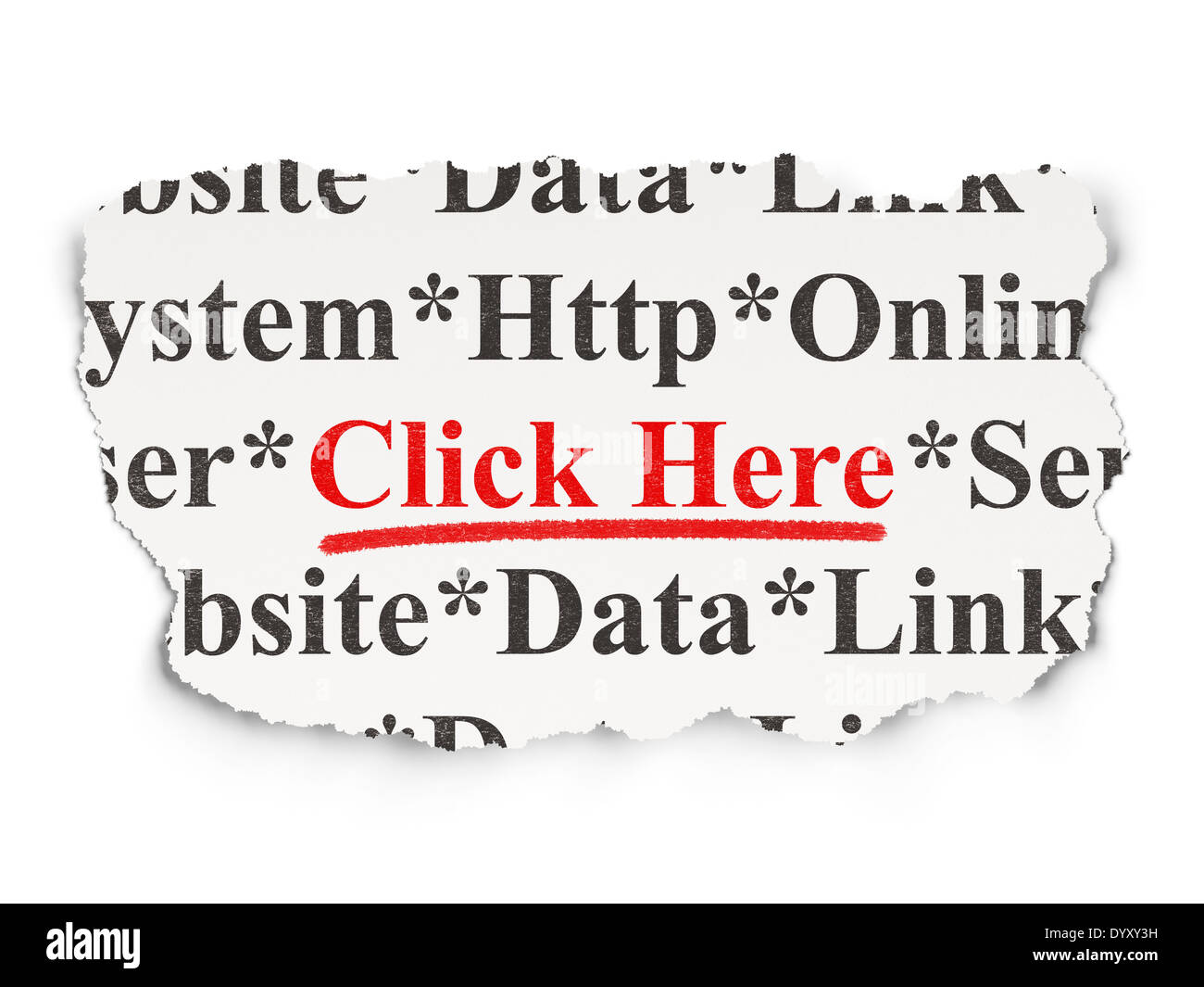 Web design concept: Click Here on Paper background Stock Photo - Alamy