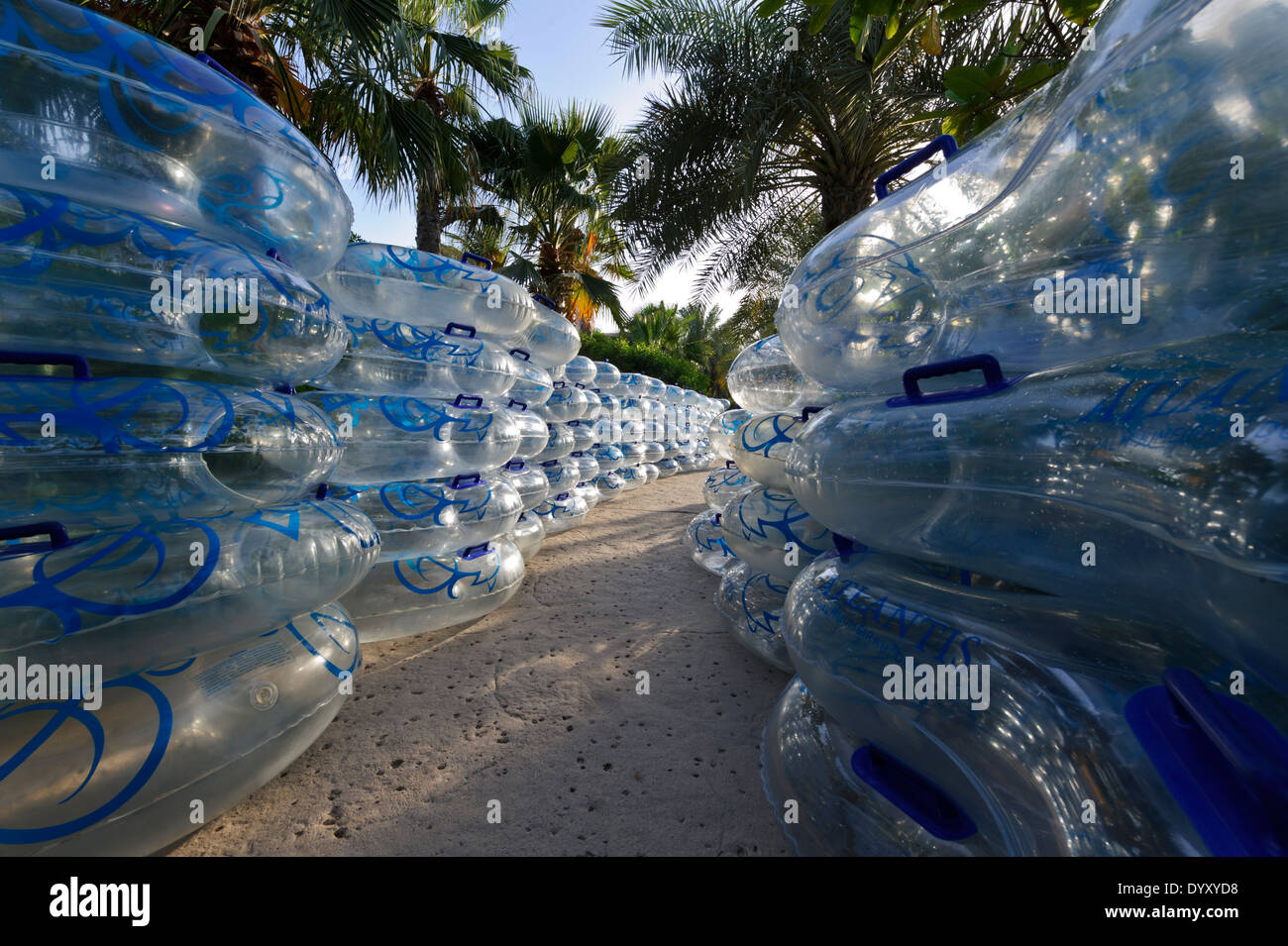 Plastic floaters used by tourists at the Atlantis, The Palm Hotel ...