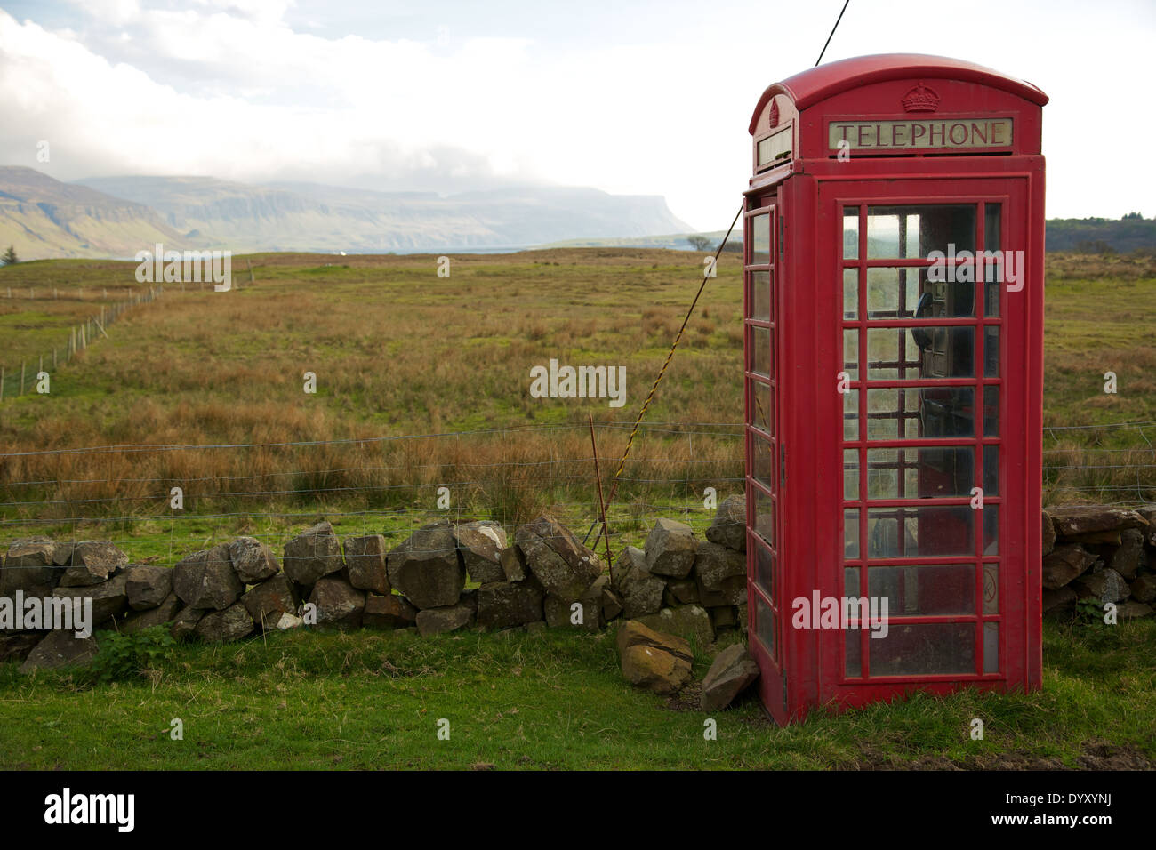 Traditional,old fashioned,British,red phone box at remote and isolated ...