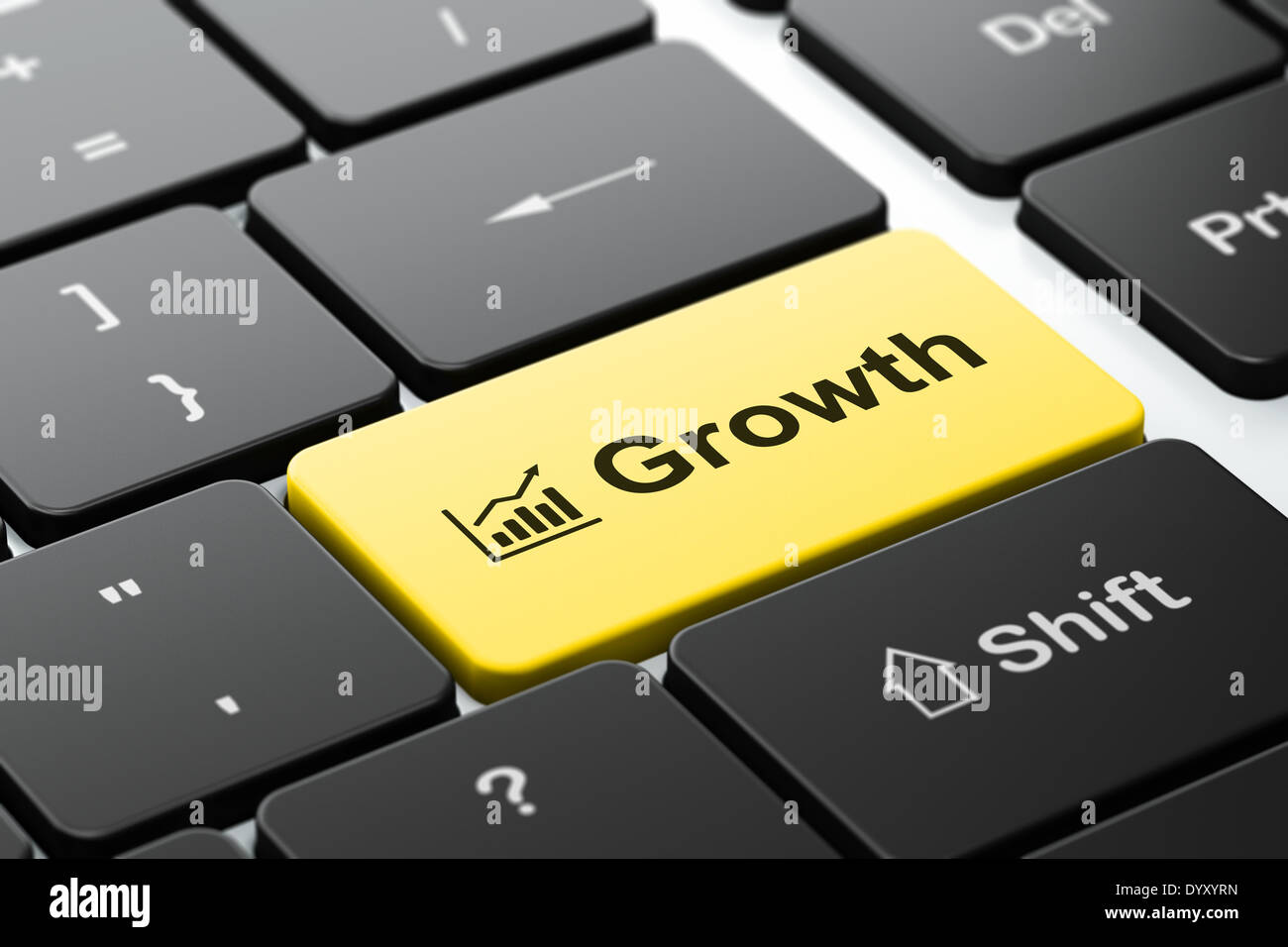 Business concept: Growth Graph and Growth on computer keyboard ...