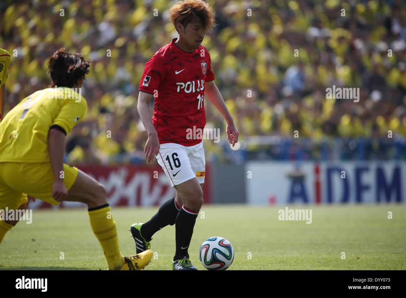 Hitachi Kashiwa Stadium, Chiba, Japan. 26th Apr, 2014. Takuya Aoki ...