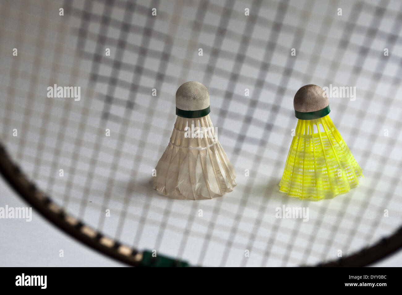 Sports equipment. Badminton racket, shuttlecock on a white background ...