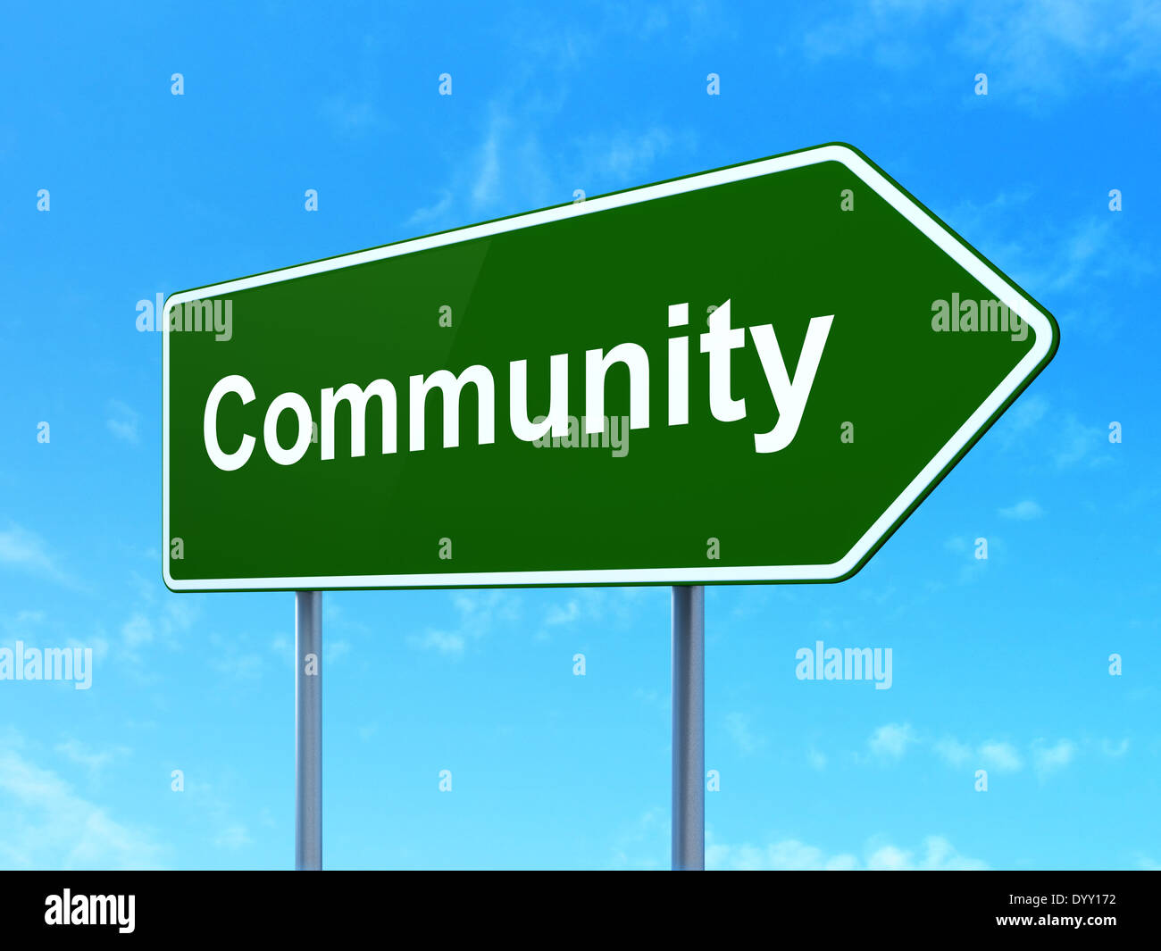 Social media concept: Community on road sign background Stock Photo - Alamy