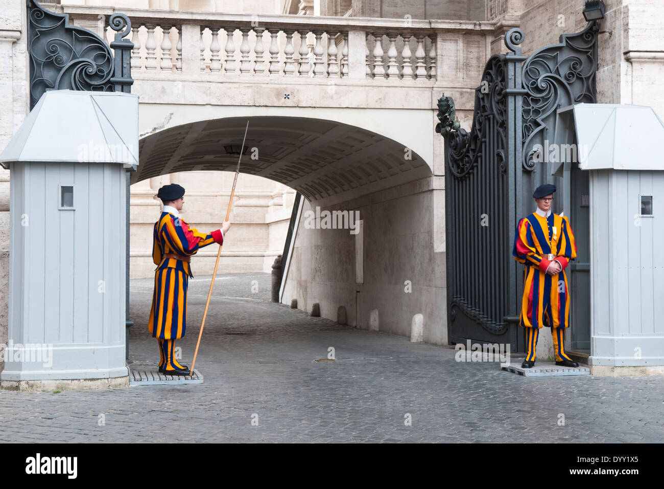 Two members of the Pontifical Swiss Guard at St Peter's Basilica in ...