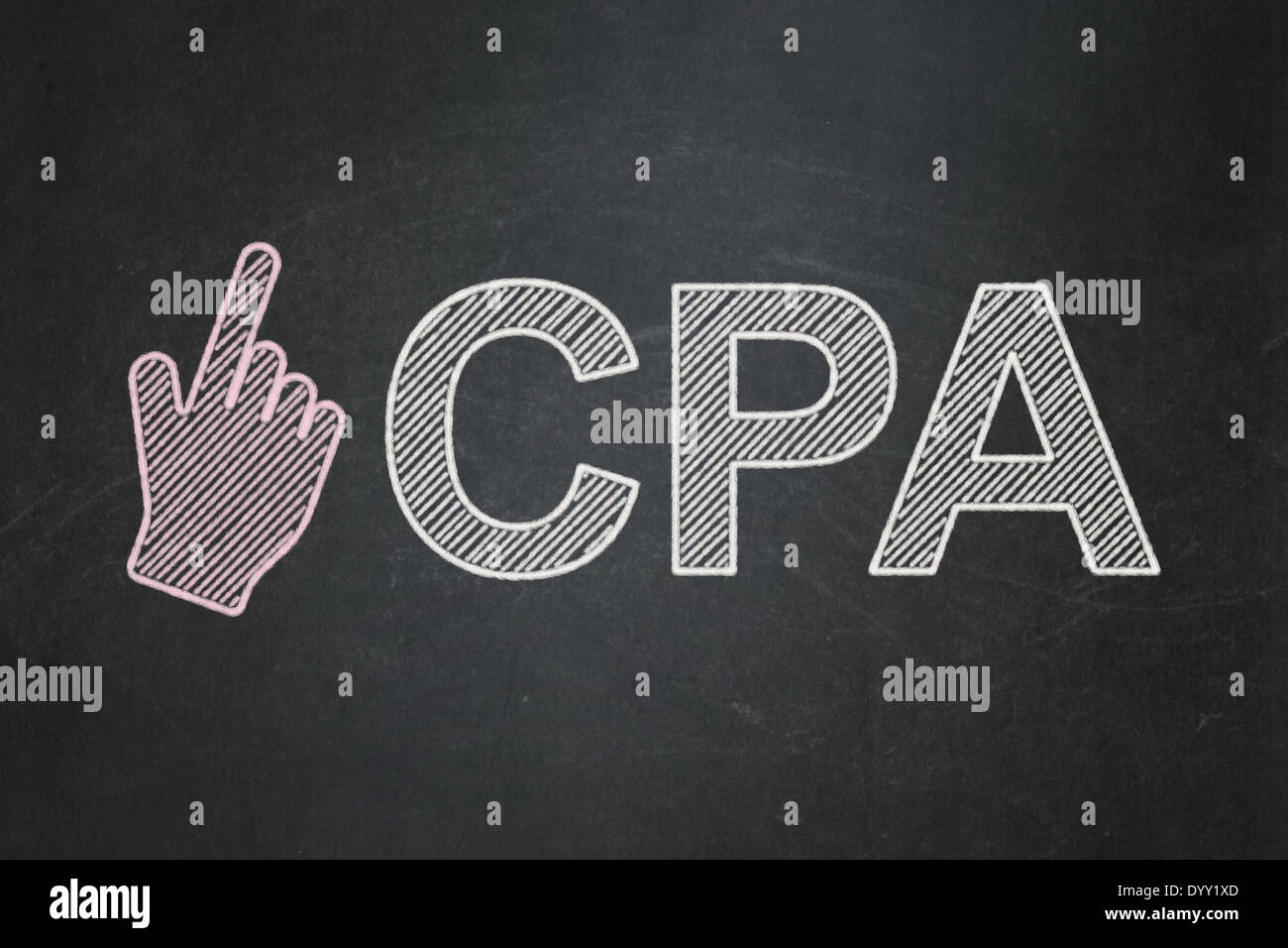 Business concept: Mouse Cursor and CPA on chalkboard background Stock ...