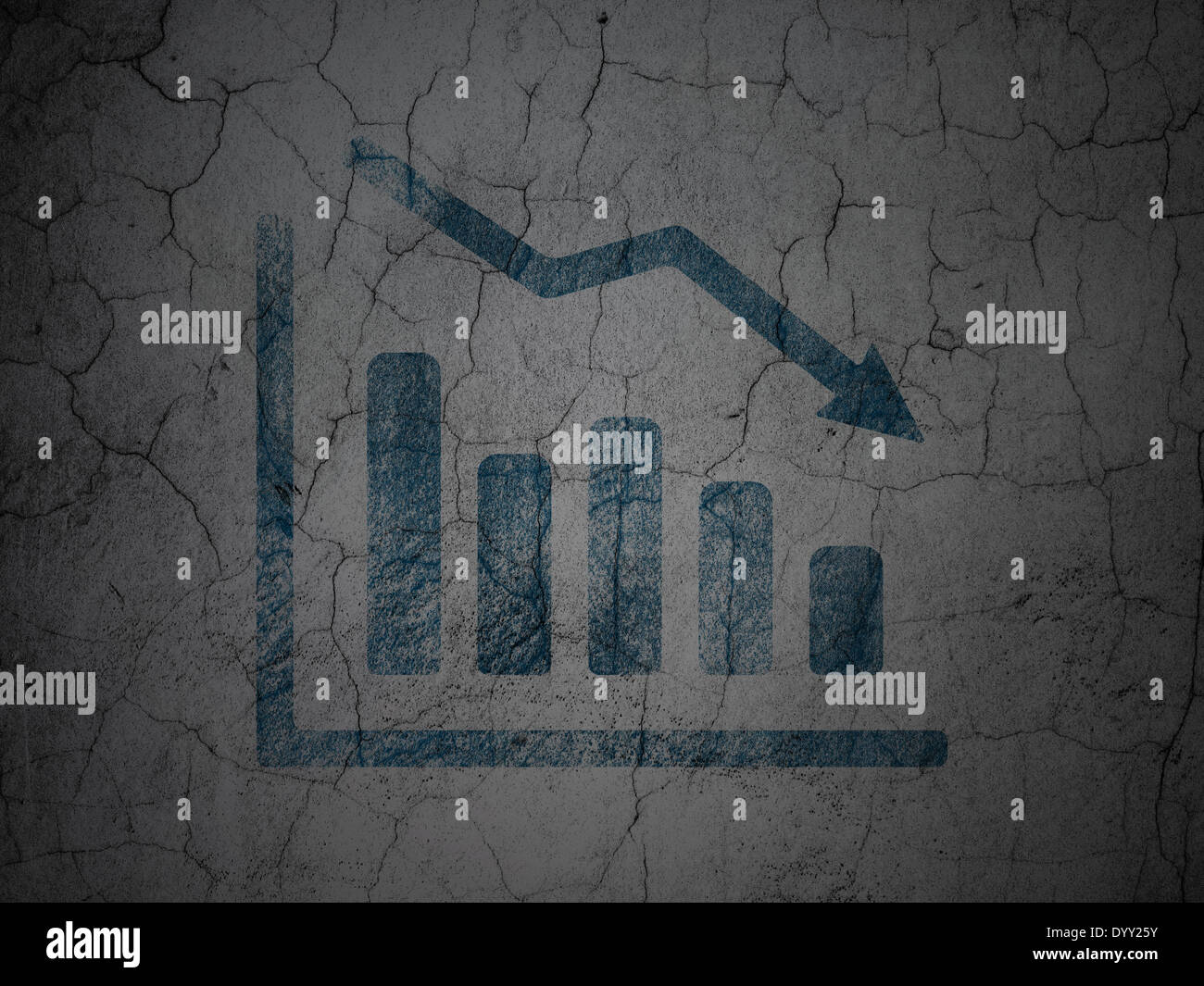 News concept: Decline Graph on grunge wall background Stock Photo - Alamy