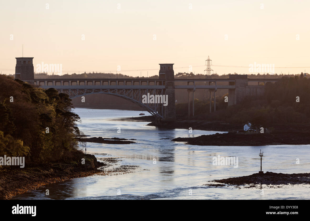 Britannia Bridge is a bridge across the Menai Strait between the island ...