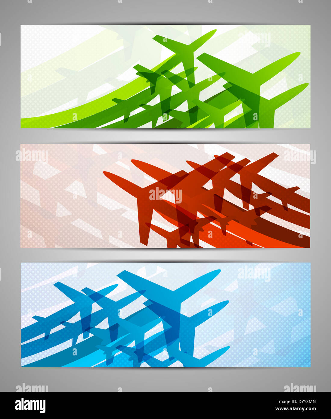 Set of banners with airplanes Stock Photo - Alamy