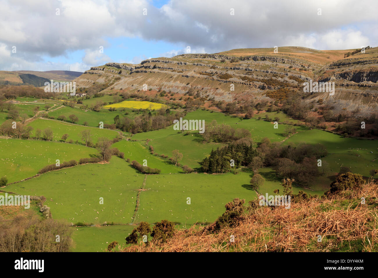 Trevor Rocks near Llangollen as seen from Castell Dinas Bran Stock ...