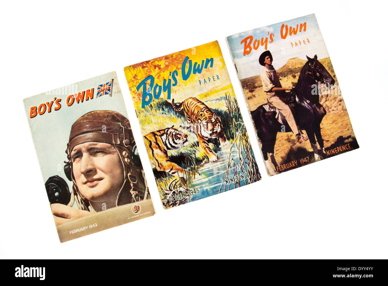 Set of three vintage "Boy's Own Paper" magazines from 1943, 1945 and ...