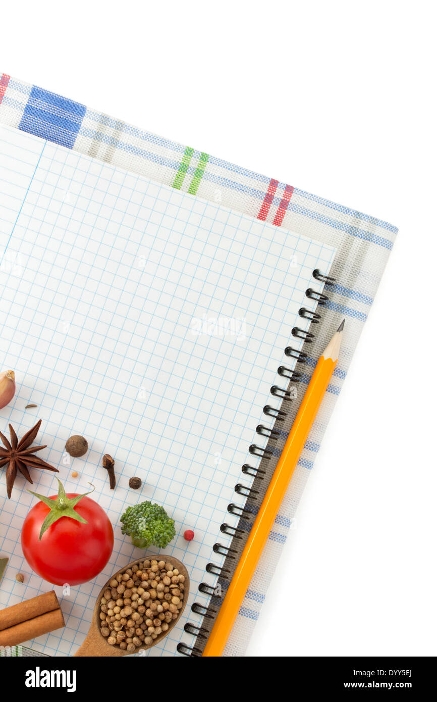 spices and recipe book on white background Stock Photo - Alamy