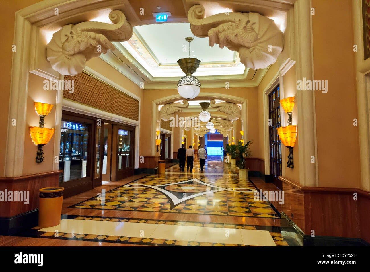 The luxurious corridor and lobby at the famous Atlantis, The Palm Hotel ...