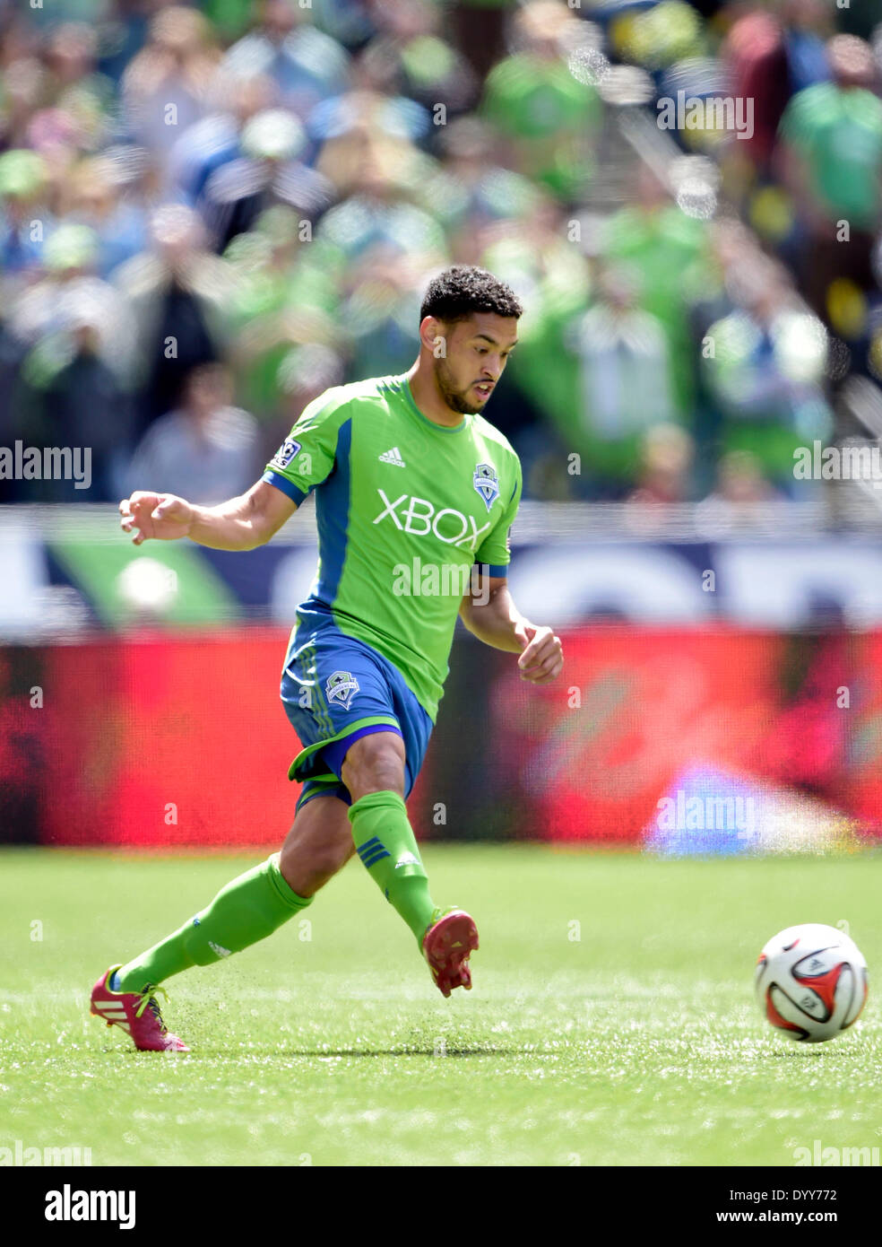 April 26, 2014. Seattle Sounders FC midfielder/forward Lamar Neagle #27 ...