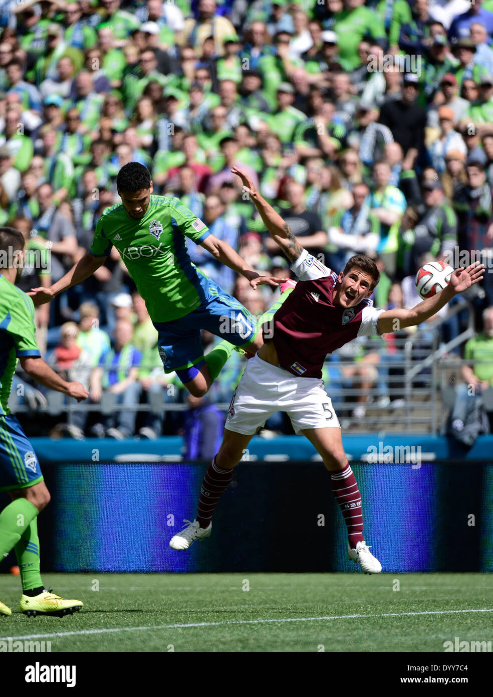 April 26, 2014. Seattle Sounders FC midfielder/forward Lamar Neagle #27 ...