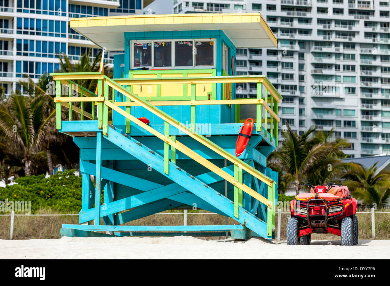 Art Deco Lifeguard Tower, South Beach, Miami, Florida, USA Stock Photo ...