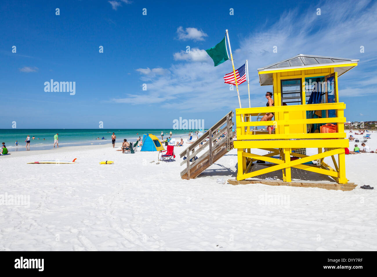 Lifeguard Tower and Female Lifeguard, Siesta Key, Sarasota, Florida ...