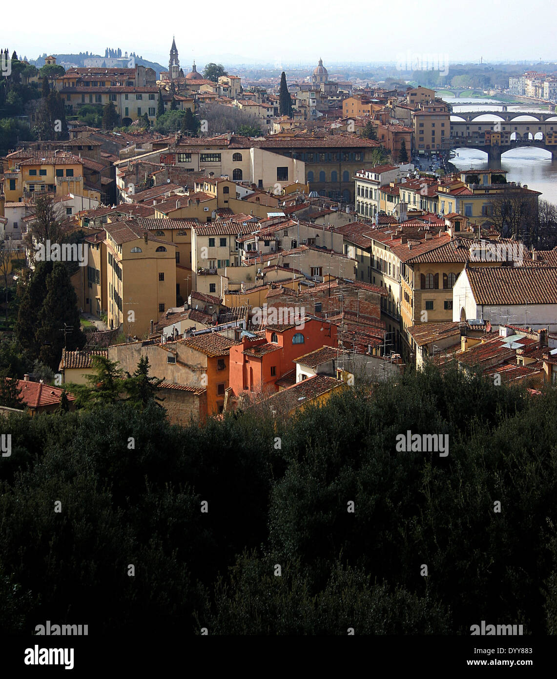 Tourist view florence rooftops across hi-res stock photography and ...