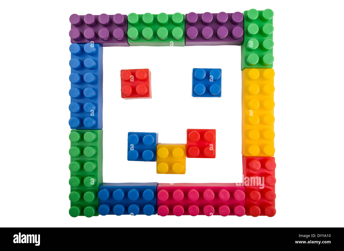building blocks happyy face a white background Stock Photo - Alamy