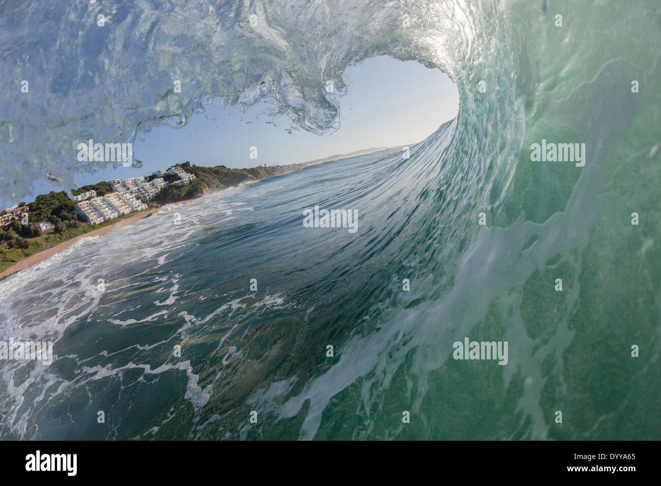 Ocean Wave swimming inside out closeup encounter hollow crashing water ...