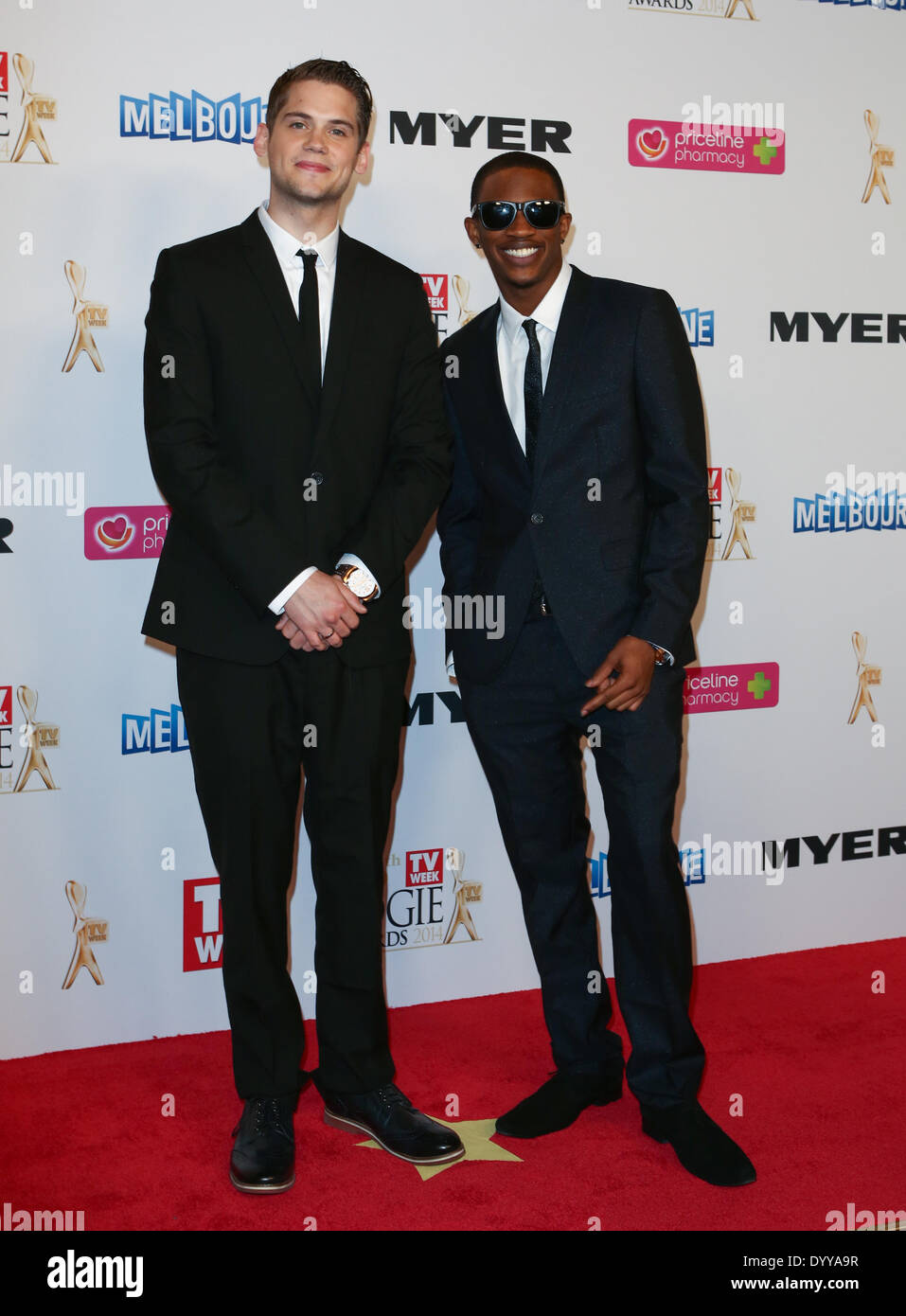Malcolm Kelly and Tony Oller at the Logies, Melbourne April 27, 2014 ...