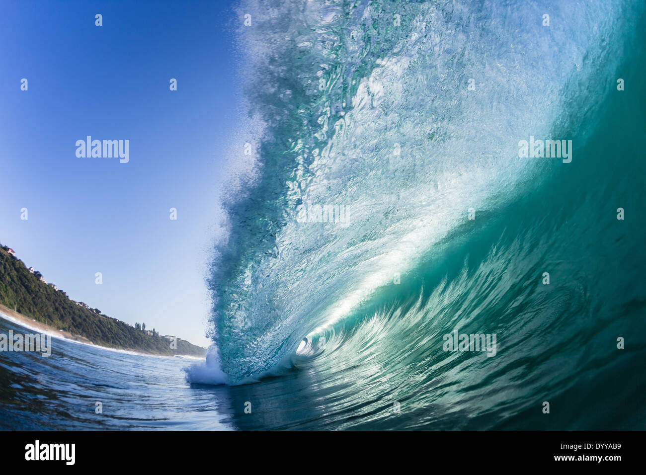 Ocean Wave swimming inside out closeup encounter hollow crashing water ...