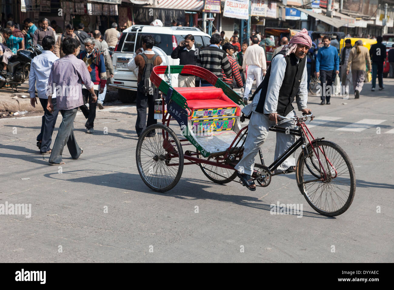 New Delhi, India. Tricycle Rickshaw Driver Looking for a Passenger ...