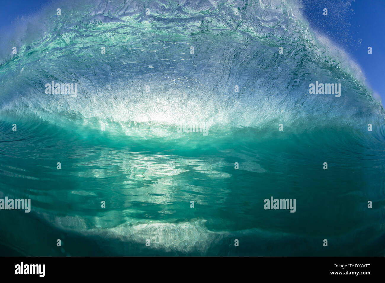 Ocean Wave swimming inside out closeup encounter hollow crashing water ...