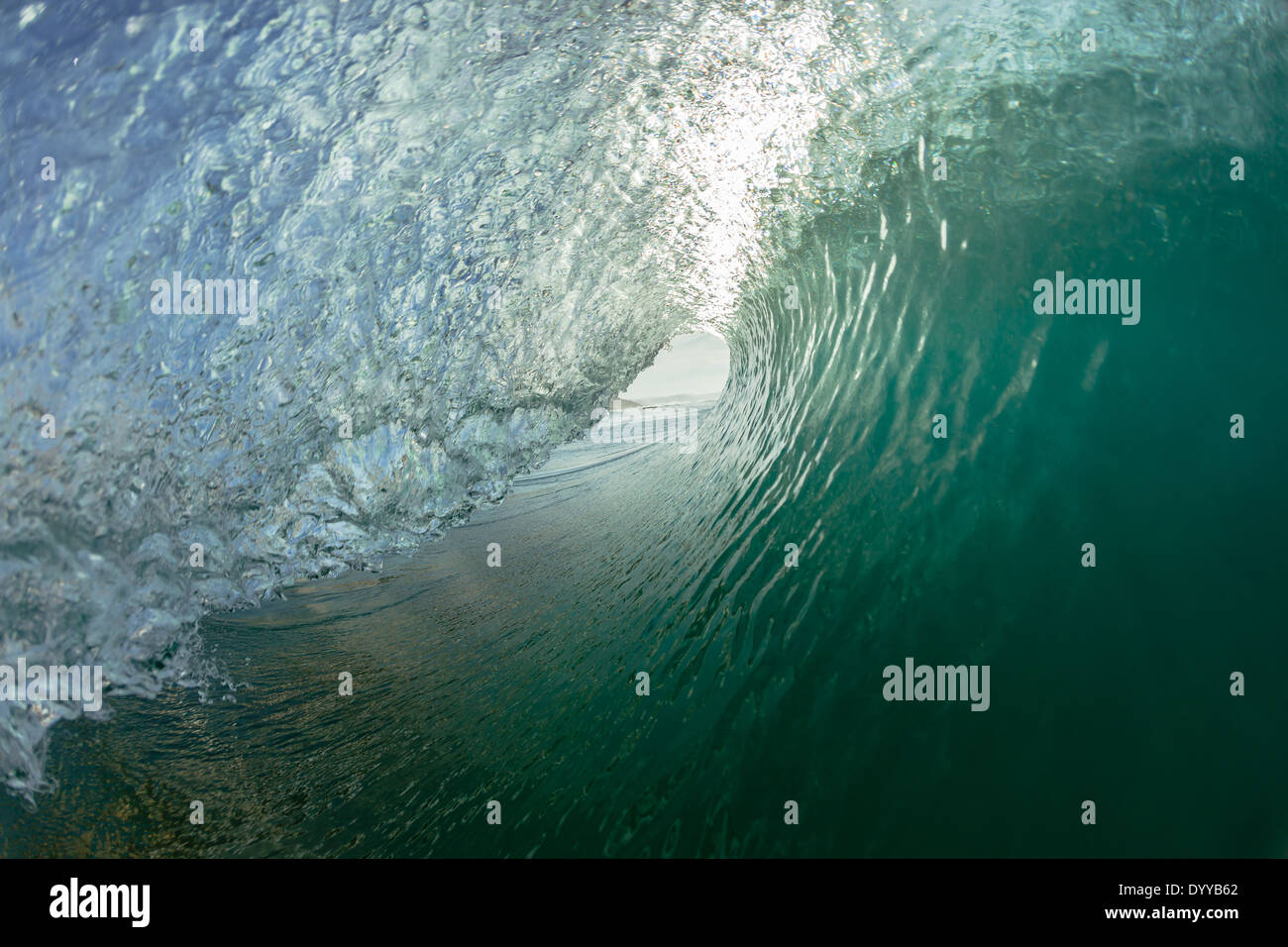 Ocean Wave swimming inside out closeup encounter hollow crashing water ...