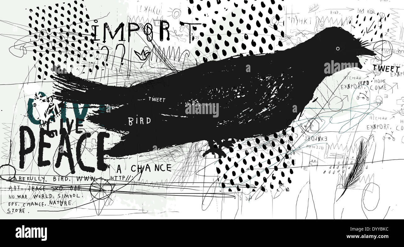 Symbolic image of a bird in the style of graffiti Stock Photo - Alamy