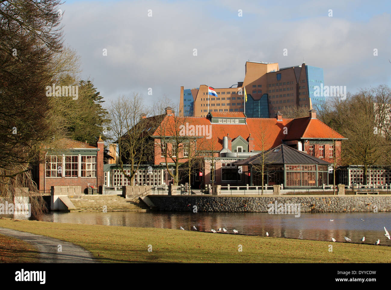 Pavillion and Gasunie Building in the Stadspark or City Park in the ...