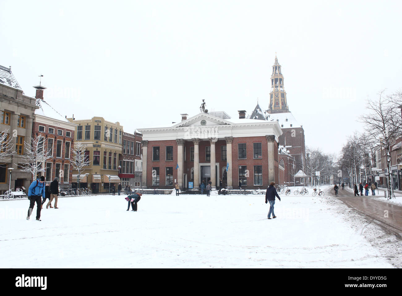 Vismarkt (Fish Market) square in Groningen, The Netherlands in winter ...