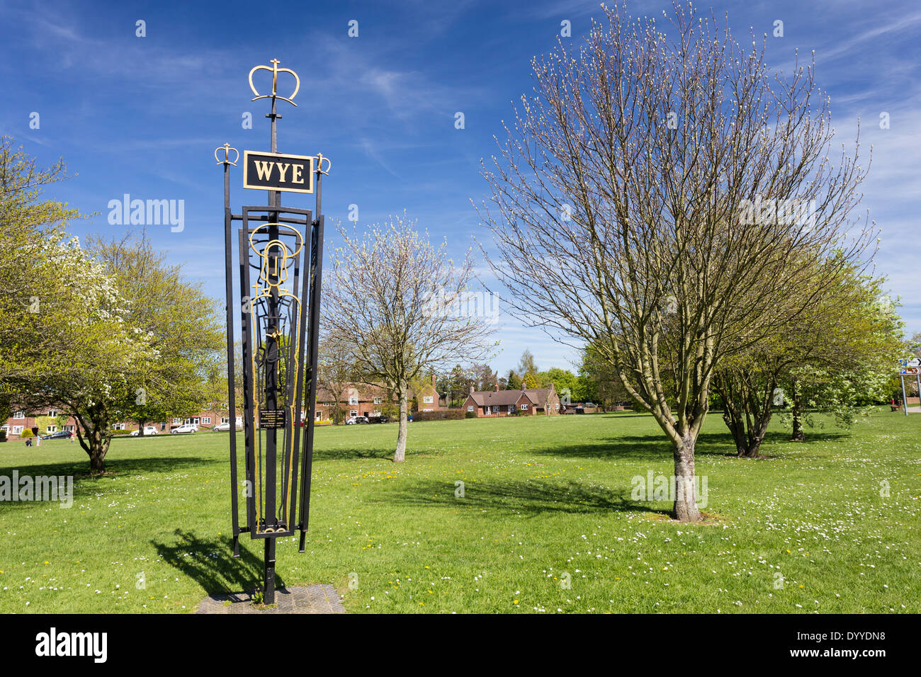 Sign for Pretty Kent Village of Wye Stock Photo - Alamy