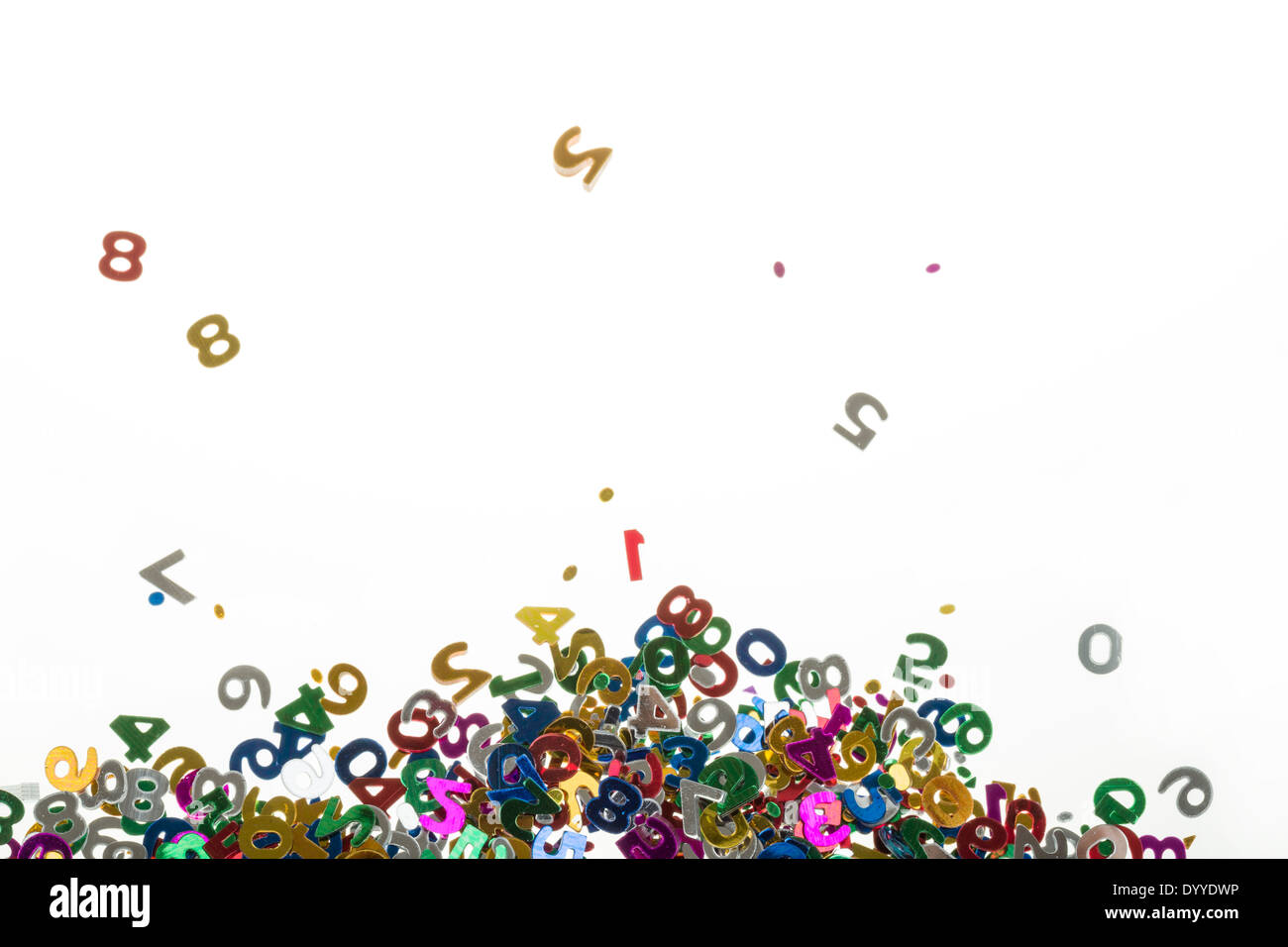 small color numbers confetti isolated on white background Stock Photo ...
