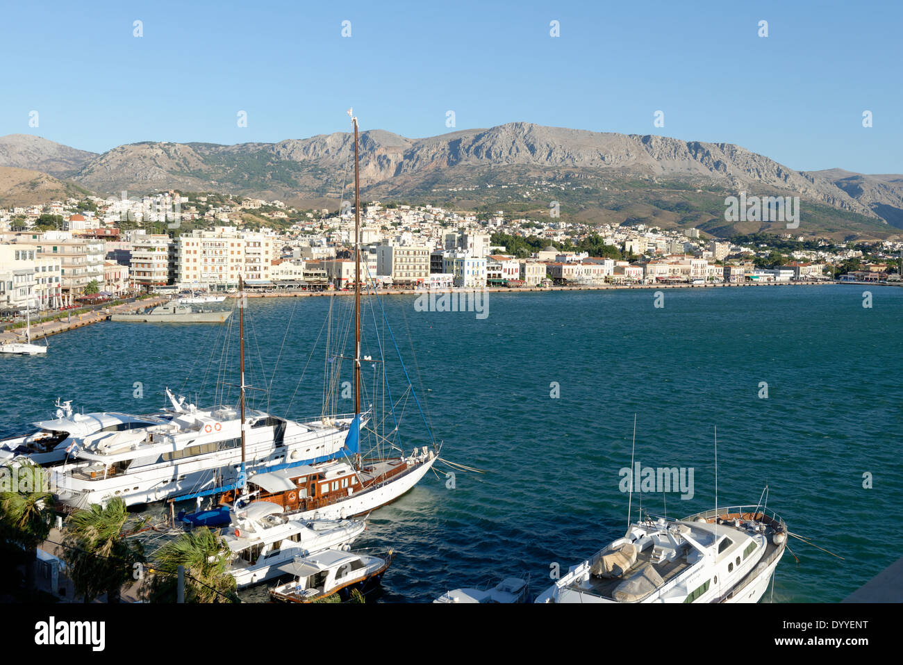 View wide waterfront Chios Town largest city on Greek Island Chios ...